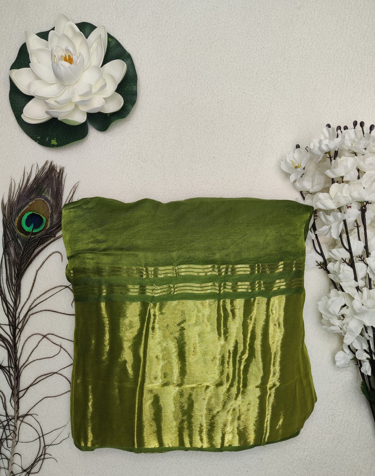 Pure Modal Silk plain with Jari Pallu- Mehandi Green – achchari